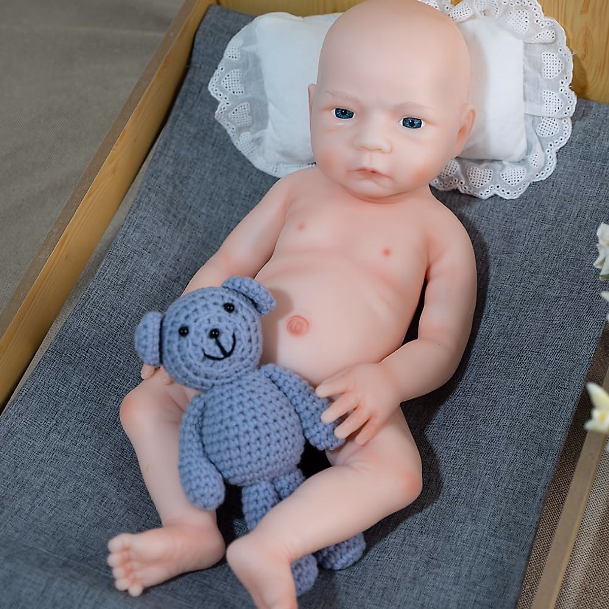 OZYZPO 18 inch Silicone Reborn Baby Doll Realistic Lifelike Silicone Baby Dolls for Adults and Children, Not Vinyl Doll - Girl