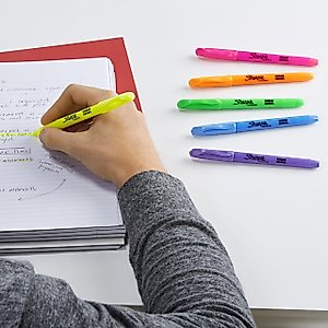 SHARPIE Pocket Style Highlighters, Chisel Tip, Assorted Fluorescent, 12 Count
