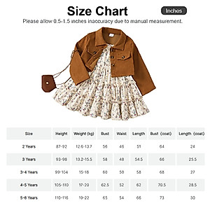 PATPAT Toddler Girls Dress 2PCS Toddler Girl Floral Print Cami Dress and Corduroy Jacket Set