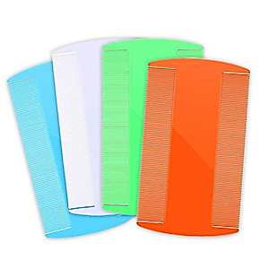 SKYPIA 4 Packs Combs Double sided Pet Combs Grooming Flea Tick Lice Dandruff Removal Fine Tooth Hair Combs for Cats Dogs Puppy…