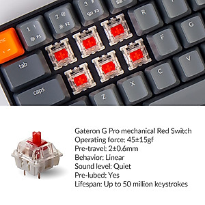 Keychron K14 70% Layout 72 Keys Bluetooth Wireless/USB Wired Mechanical Gaming Keyboard for Mac with Gateron G Pro Red Switch/Multitasking/White LED Backlight Computer Keyboard for Windows Laptop