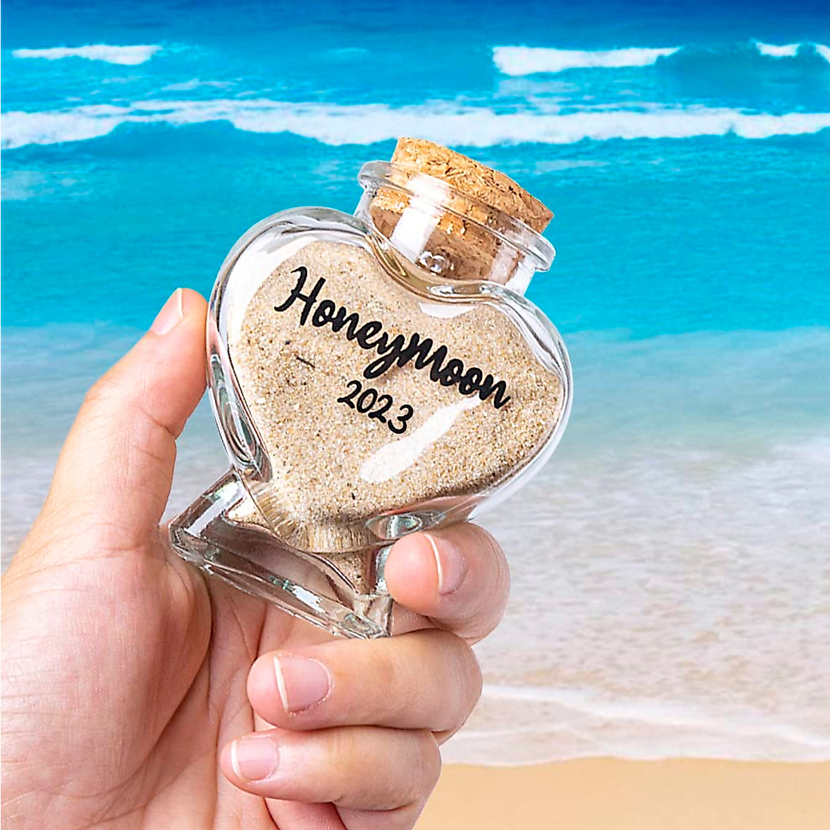 TUNGURIS Honeymoon Sand Keepsake Jar 2023，Bridal Shower Gift, Wedding Gift, Engagement Gift, Honeymoon Gift, Travel Gift for Couples, Newlywed, Fiance(Gift Box Includes) - 40ml Glass