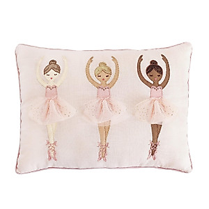 MON AMI Ballerina Girls Decorative Throw Pillow – 16x12”, Dancing Ballerina Cushion for Girls, Kids of All Ages, Room Décor
