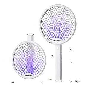 vertmuro Electric Fly Swatter, 4000V Bug Zapper Racket 2-in-1 Foldable Fly Trap with USB Rechargeable Battery, UV Light, Mosquito Killer Zapper for Indoor and Outdoor