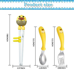 Quimoy 2 Pairs Kids Chopsticks, Training Chopsticks for Kids, Cute Animal Cartoon Design Chopsticks for Learning and Training -Yellow Tiger & Blue Elephant