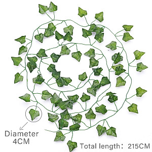 PARTY JOY 84Ft 12 Strands Artificial Ivy Leaf Vines Hanging Plants Garland Fake Foliage for Room Home Garden Bedroom Kitchen Patio Office Wedding Wall Decor (Green,960 Leaves)