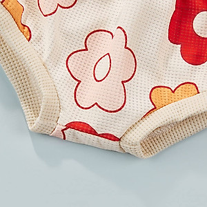 LIOMENGZI Baby Girl Shorts Outfit Flower Print Tank Top Drawstring Bloomer Set Toddler Girl Summer Clothes (Orange, 12-18 Months)