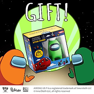 P.M.I. Among Us Action Figure | One of Four 6.7-Inch-Tall Collectibles | Among Us Toys and Playable Mini Toys | Green Crewmate in The White Folded Paper Hat with Hidden Hat and Hands | Kids’ Toys