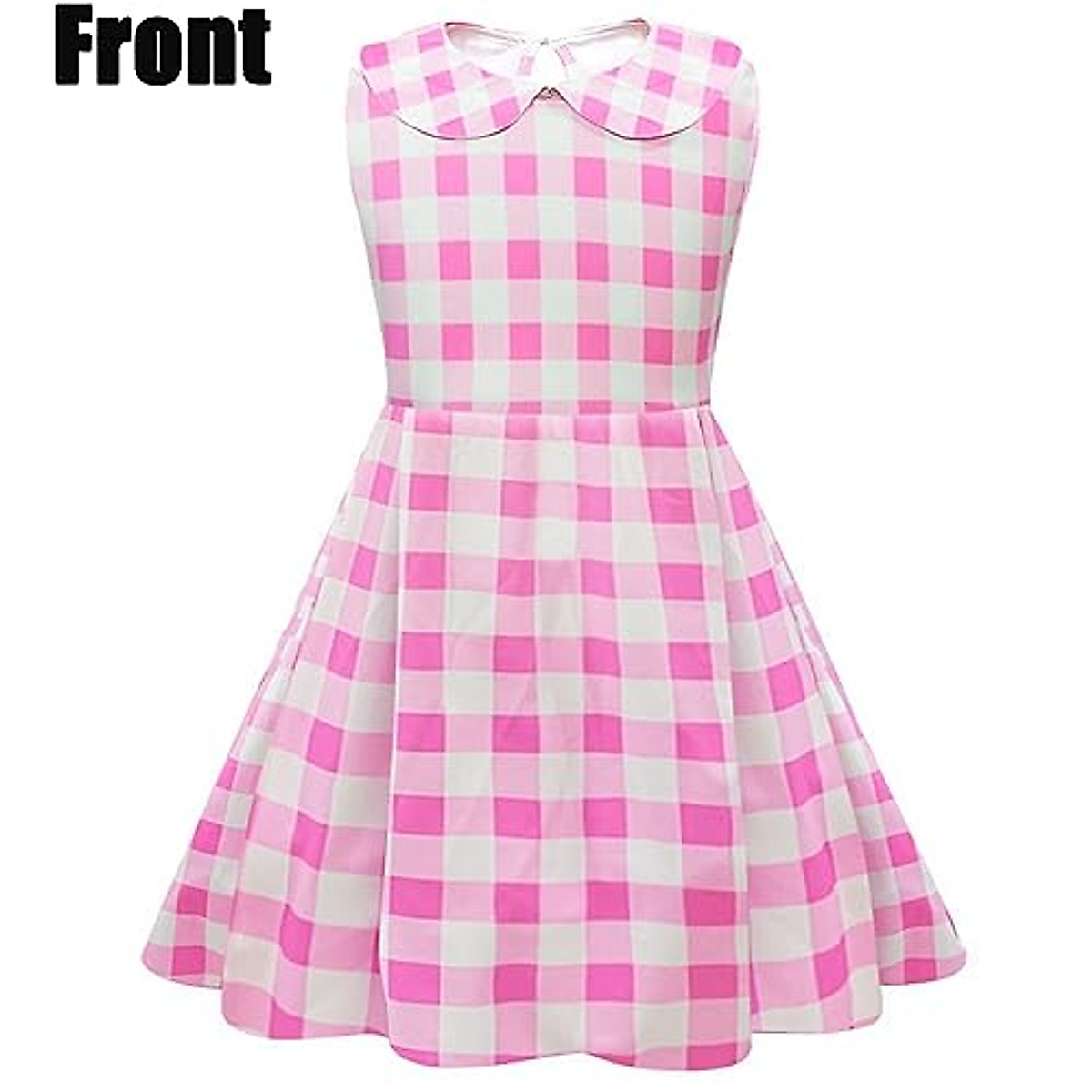 Fpoqbod Girls Pink Gingham Costume Dress Movie Cosplay Kids Party Halloween Fancy Plaid Dressess Plaid (Pink, 4-5 Years)