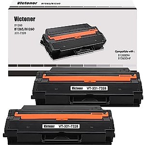 VICTONER Compatible B1260dn B1265dfw Toner Cartridge Replacement for Dell 331-7328 B1260 B1265 for Dell 1260 B126x Printer Ink (Black, 2-Pack)