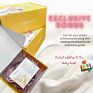 Li'l Rockstar Baby Led Weaning Supplies - Silicone Baby Feeding Set – Silicone Baby Bibs Suction Bowl Divided Plate Cup Self Feeding Spoons – Baby Toddler Dish Set (Dark Beige)