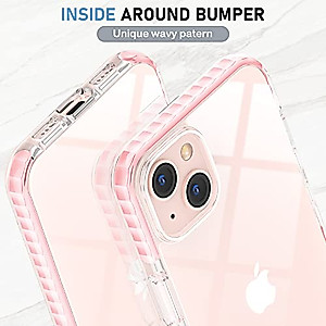 MATEPROX Compatible with iPhone 13 case Clear Thin Slim Crystal Transparent Cover Shockproof Bumper Case for iPhone 13 6.1" 2021(Pink)