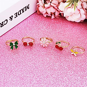 SUNMALL 36 pcs Adjustable Rings in Box, No Duplication, Children Kids Little Girl Pretend Play and Dress up Jewelry Set with Heart Shape Display Case, (A)