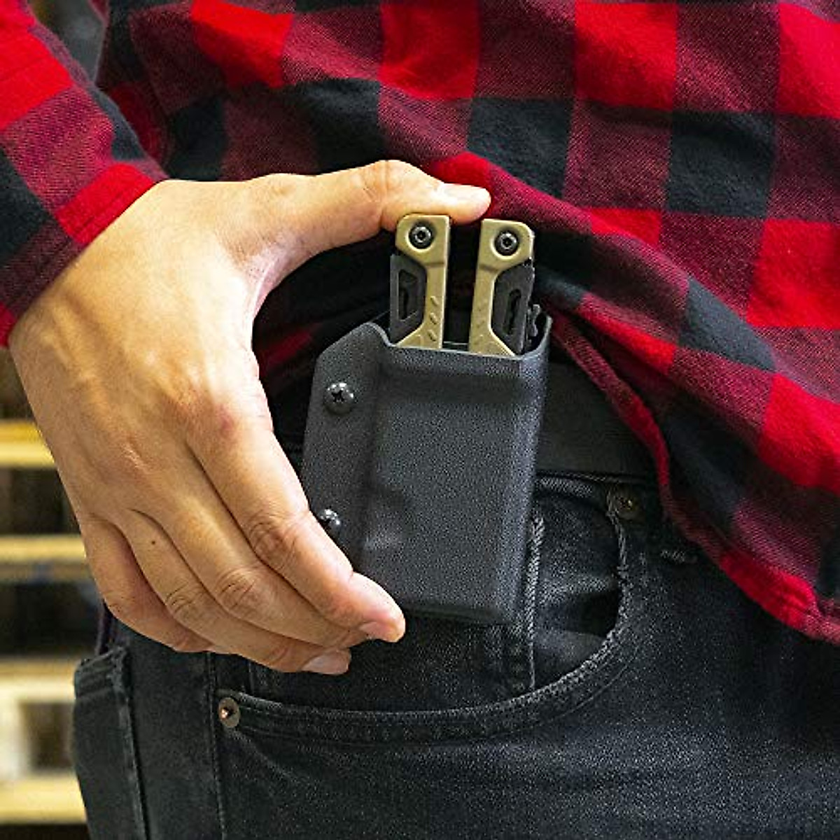 Clip & Carry Kydex Multitool Sheath for LEATHERMAN OHT - Made in USA (Multi-tool not included) EDC Multi Tool Sheath Holder Holster Cover (Black)