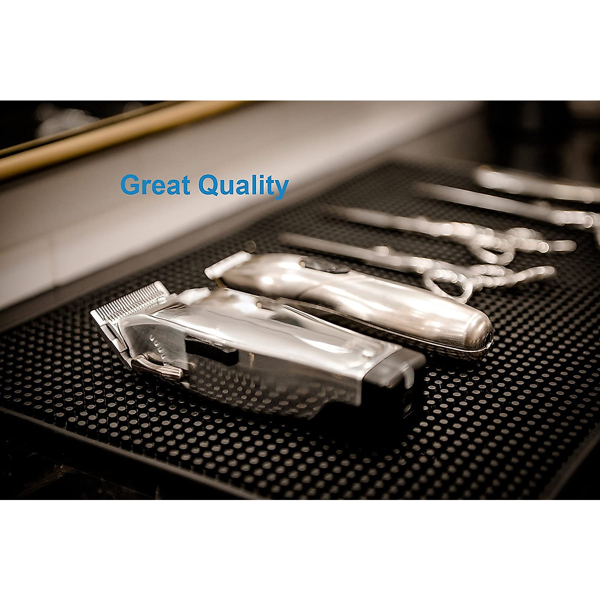 ZOENHOU 3 PCS 12 x 18 Inch Bar Service Mat, Black PVC Heavy Duty Barber Spill Mats, Non-Slip Heat Resistant Protective Pad Tools Countertop Spill Bar Mat for Bar, Kitchen, Restaurant, Hotel