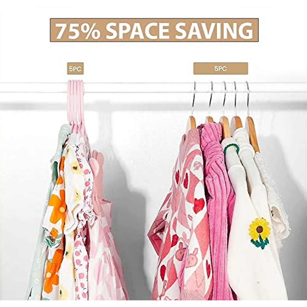 HOUSE DAY Kids Hangers 40 Pack, Premium Baby Hangers for Closet, Slim Plastic Hangers Cute Infant Hangers, Durable Kids Clothes Hanger Toddler Hangers, Childrens Hangers Baby Hangers for Nursery Pink