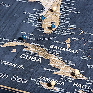 Conquest Maps Push Pin USA Map Board - with Push Pins to Mark USA Travel - Handmade in Ohio, USA - Design: Deep-Sea Drift (48" x 32")