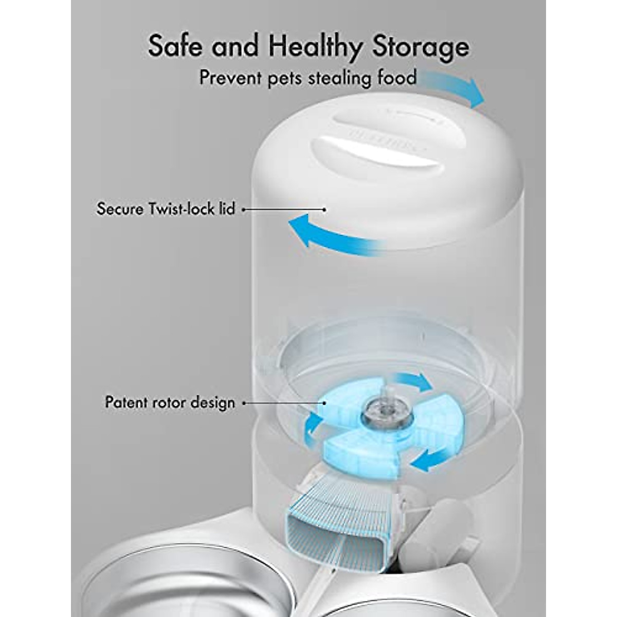 PETLIBRO Automatic Cat Feeder for Two Cats, 5L Dry Food Dispenser with Splitter and Two Stainless Bowls, 10s Meal Call and Timer Setting, 50 Portions 6 Meals Per Day for Cat and Dog