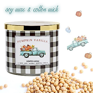 Pumpkin Candle Fall Candle Pumpkin Vanilla Secented Candle Autumn 3 Wicks Large Candle 14 oz