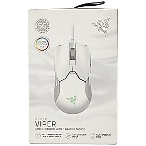 Razer Viper Ultralight Ambidextrous Wired Gaming Mouse: 2nd Generation Razer Optical Mouse Switches - Razer 5G Optical Sensor - 71g Lightweight Design - Speedflex Cable - Mercury White