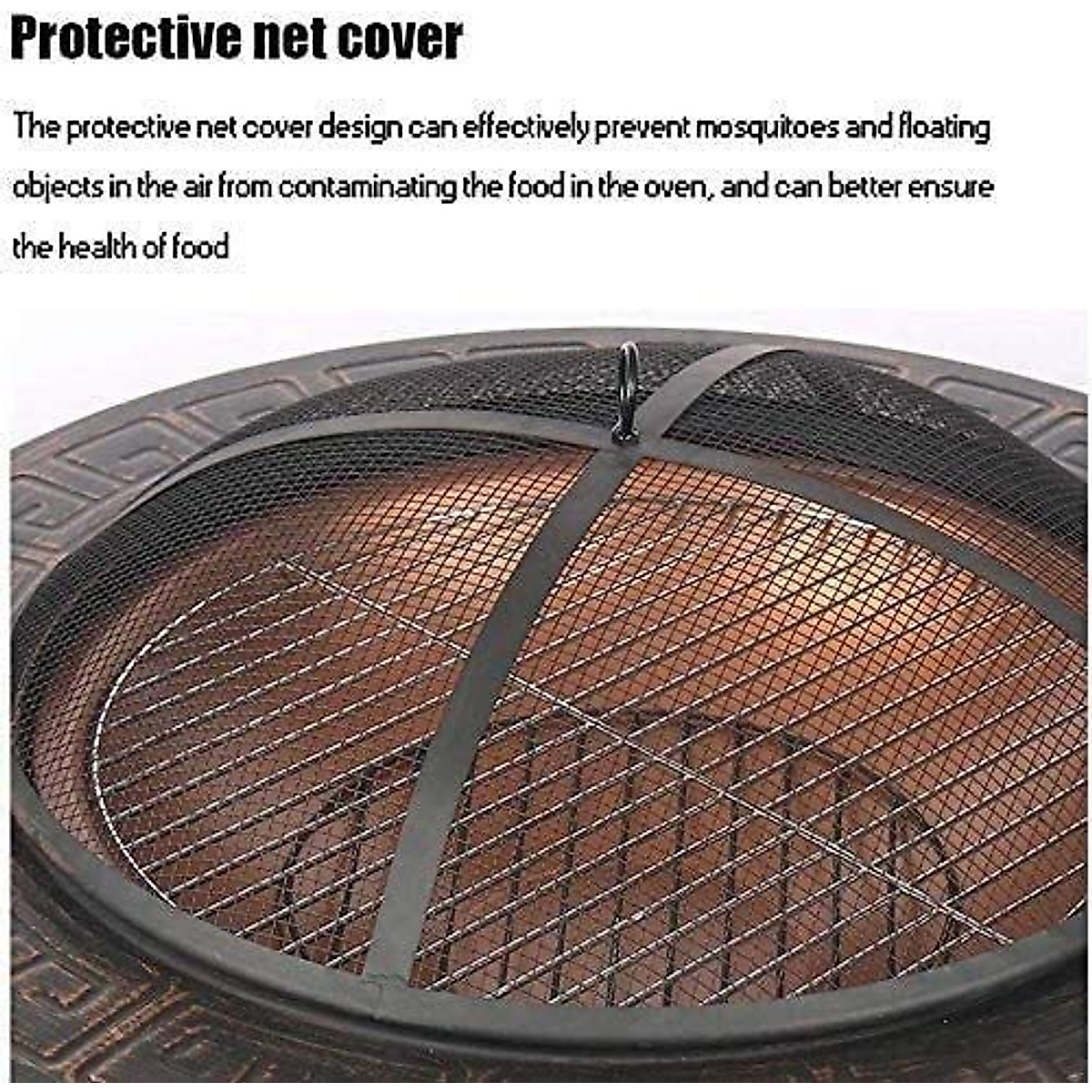 LEAYAN Garden Fire Pit Portable Grill Barbecue Rack Outdoor Metal Firepit Round Table Backyard Patio Garden Stove Wood Burning Fire Pit with Spark Screen, Log Poker and Cover for Camping BBQ Cooking