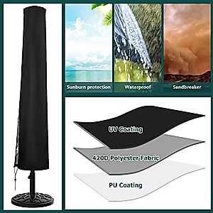 Patio Umbrella Cover, Aucovely Waterproof Market Parasol Covers with Zipper for 7ft to 11ft Outdoor Umbrellas Large, Black 210D