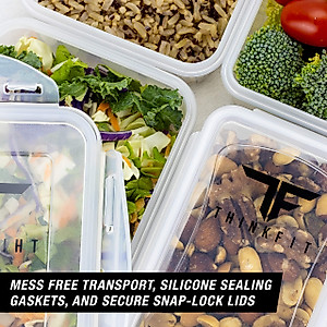 ThinkFit Meal Prep Containers, BPA Free - Airtight Food Storage Containers Best for Meal Prepping & Portion Control - Reusable, Stackable, Microwavable, Dishwasher & Freezer Safe (6 Piece Set)