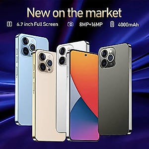 PUSOKEI i14 ProMax Smartphone, 6.7in Android12 CPU, 4GB RAM 128GB ROM, 4G Calling Network, 4000mah USB C Fast Charging, 16MP and 8MP Camera, WiFi, Face Fingerprint Unlock