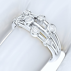 PRSTANI Sterling Silver Bubble Cocktail Simulated Round Brilliant Cut Diamond Fashion Anniversary Ring Wedding Band For Women (9)