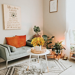 Uieke 6 Bundles Sunflowers Artificial Flowers Daisy Mums Fake Flowers Outdoor UV Resistant No Fade Fall Flowers 24 Stems Greenery Shrubs Indoor Outside Home Wedding Office DIY Garden Décor (Yellow)