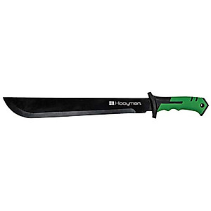 Hooyman Bush Machete with Heavy Duty Construction, Ergonomic No-Slip Handle and Belt Sheath for Gardening, Land Management, Bushcraft, Hunting and Outdoor , Black/Green