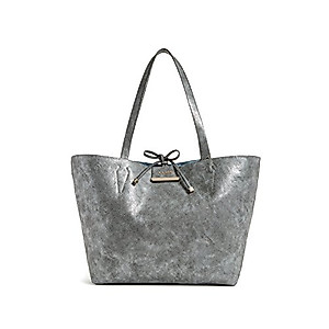 GUESS Bobbi Inside Out Tote Denim Logo/Pewter One Size