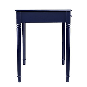 Navy Writing Desk - Open Desktop w/ 2 Drawers - Elegant Design w/ Royal Blue Finish