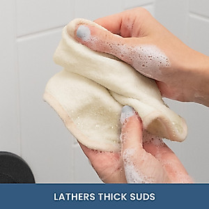 S&T INC. Exfoliating Washcloths, Dual Sided for Face and Body Scrub Towel, 9.9 Inch x 9.9 Inch, Cream, 3 Pack