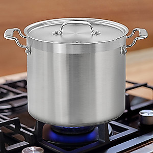 NutriChef 16-Quart Stainless Steel Stockpot - 18/8 Food Grade Heavy Duty Large Stock Pot for Stew, Simmering, Soup, Includes Lid, Dishwasher Safe, Works w/Induction, Ceramic & Halogen Cooktops