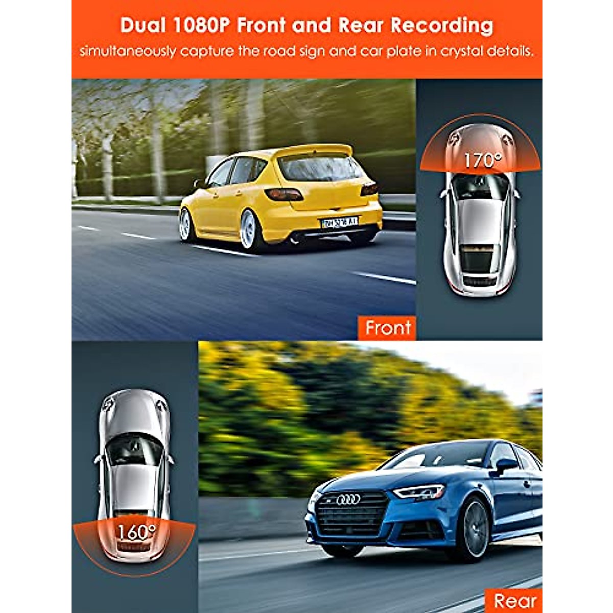 Vantrue S1 4K Dual Dash Cam, Front and Rear 1080P GPS Dash Camera for Trucks with 24 Hours Parking Mode, Enhanced Night Vision, Motion Detection, Super Capacitor, Single Front 60fps, Support 256GB Max