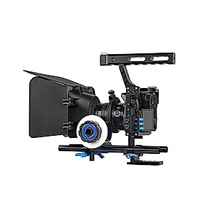 Professional DSLR Rig Camera Cage/Follow Focus/Matte Box Bundle for Sony A6000 A6300 A7 A7S A7SII A7R A7RII, Panasonic DMC-GH4 GH4 GH3, Canon M3 M5 M6, Nikon L340 etc