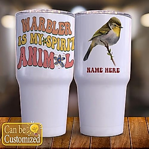 Warbler Spirit Animal Gift Mug for Coworkers and Friends Tumbler 30oz Insulated Lid Custom Name Gift