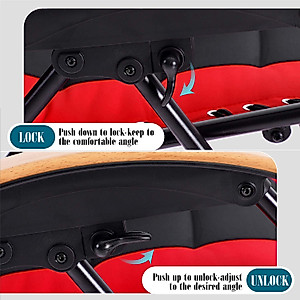 MFSTUDIO Zero Gravity Chairs, Oversized Patio Recliner Chair, Padded Folding Lawn Chair with Cup Holder Tray, Support 400lbs, Red