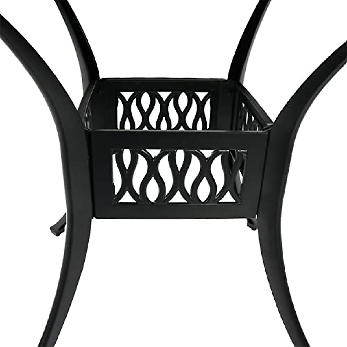 Sunnydaze Square Patio Dining Table - Outdoor Heavy-Duty Black Cast Aluminum - 4-Person Outside Patio Furniture with Umbrella Hole - Modern Dinette Table - Outdoor Patio Table - 35-Inch