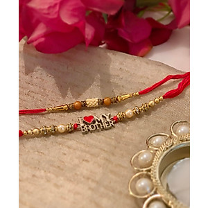 Rakhi For Brother Set of 2 With Greeting Card, Beautiful Designer Raksha Bandhan Rakhi Gift Set For Brother Bhaiya Bhai Bro, Traditional Indian Style Rakshbandhan Rakhi Gifts For Brother