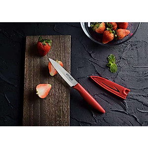 VITUER Paring knife, 8PCS Paring knives (4 Knives and 4 Knife cover), 4 Inch Peeling Knife, Fruit and Vegetable Knife, Ultra Sharp Kitchen Knives, German Steel, PP Plastic Handle