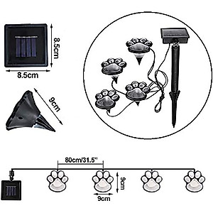 Paw Print Solar Outdoor Lights, Solar Lights Outdoor Waterproof Dog Paw Lights(Set of 4), Cat Puppy Animal Garden Lights Path Paw Lamp Walkway Lighting for Patio,Yard,Any Pet Lover(Solar White paw)