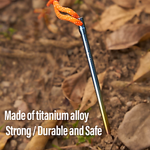 TITO Titanium Outdoor Camping Straight Nail Pegs Stakes with Size 5mm/6mm Pack of 6 (Colorful 5.0×165mm)