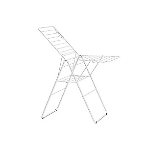 Brabantia HangOn Laundry Drying Rack (20m / Fresh White) Compact, Foldaway, Adjustable Indoor Stainless Steel Clothes Horse
