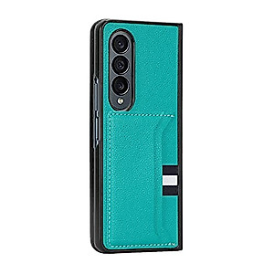 EAXER Compatible with Samsung Galaxy Z Fold 4 5G Case, with Wallet Card Holder Shockproof Luxury Leather Card Slot Case Cover (Green)
