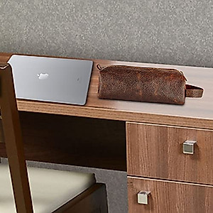 CestAntiQ Leather Large Pen Case Makeup Pouch Parts Tool Bag Storage Office Home