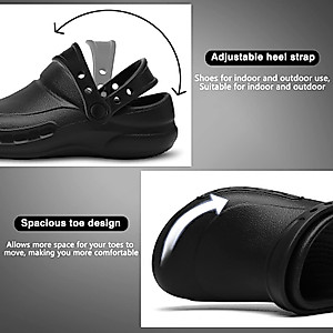 Unisex Chef Shoes Zapatos de cocina para Hombre Slip Resistant Non Slip Work Shoes Nursing Closed Toe Clogs Waterproof Men Kitchen Black/Size12