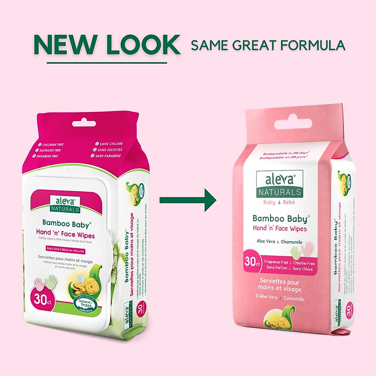 Aleva Naturals Bamboo Baby Hand and Face Wipes | Natural and Organic Ingredients | Cleans and Moisturizes | Extra Strong, and Ultra Soft - 30 count