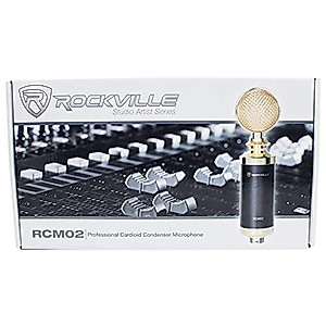 Rockville RCM02 Pro Studio Recording Condenser Microphone Mic+Metal Shock Mount, Black